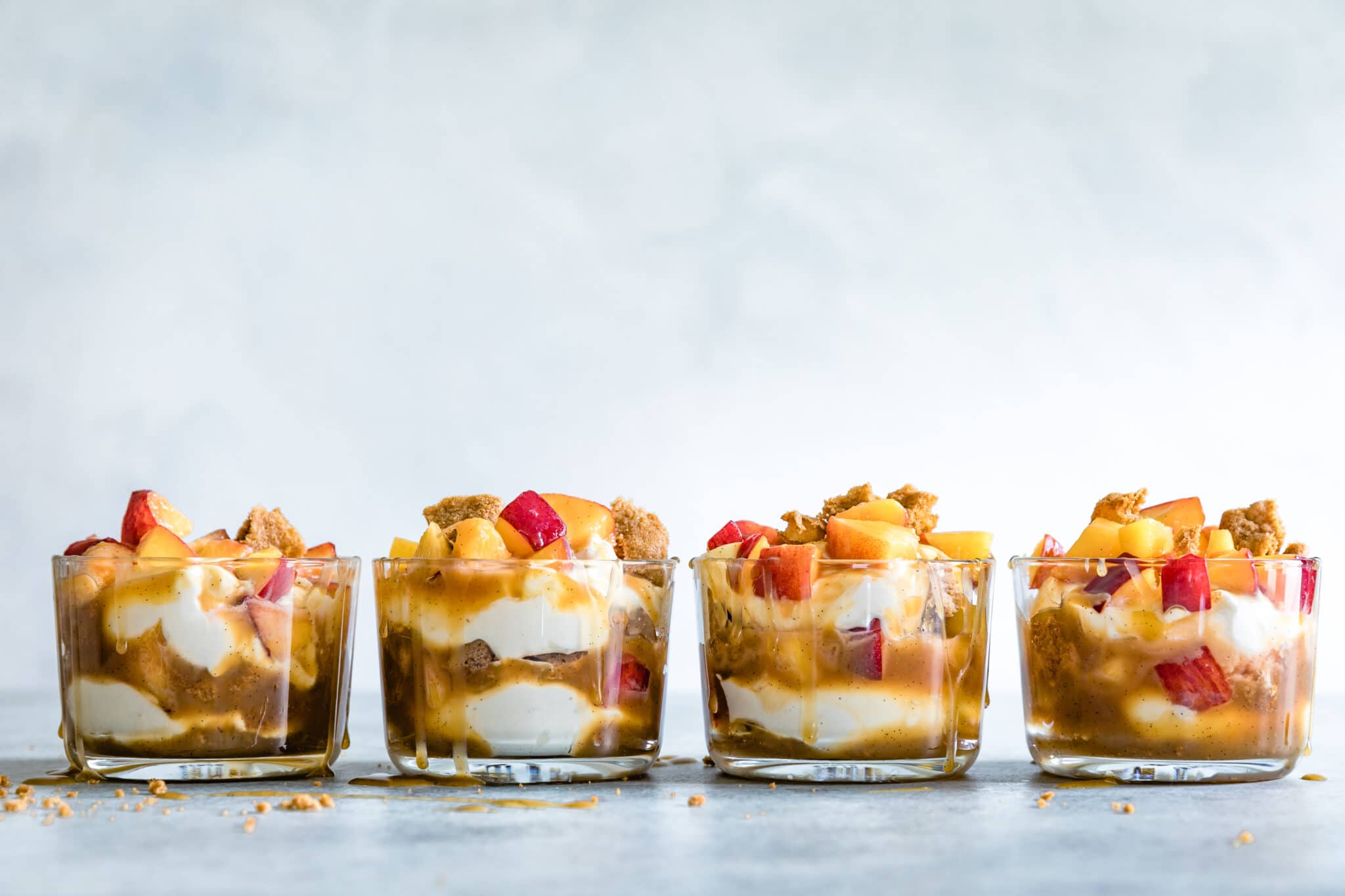 Caramel Peach Gingersnap Trifles - Rodelle Kitchen